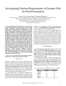 Investigating nutrient requirements of grouper fish for feed formulation - INTI Institutional ...